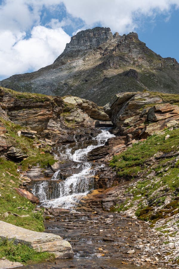Vals, Switzerland, August 21, 2021 Little Waterfall in the Alps Stock ...