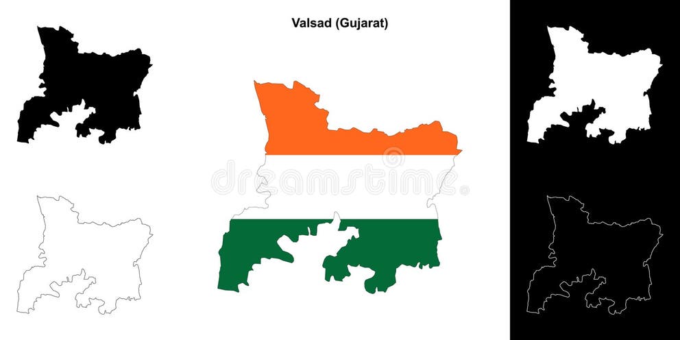 Valsad outline map stock vector. Illustration of silhouette - 368827150