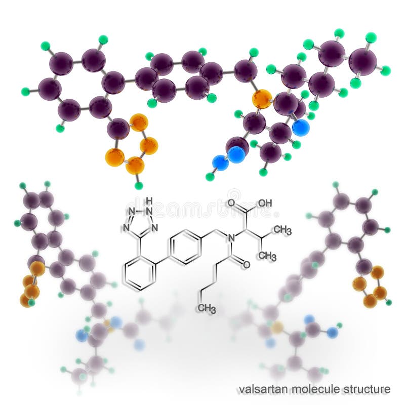 Valsartan Molecule Structure Stock Illustration - Illustration of ...