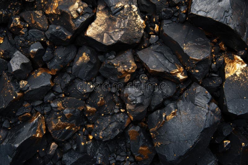Valuable Black Gold Rocks. Generate Ai Stock Illustration ...