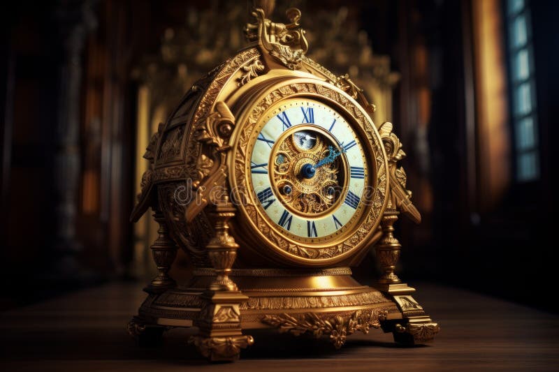 Valuable Gold Old Clock. Generate Ai Stock Image - Image of countdown ...