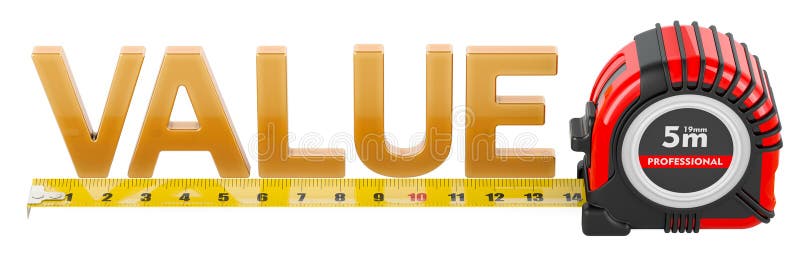 Value Concept with Tape Measure. 3D Rendering Stock Illustration ...