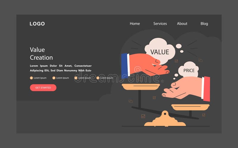 Value Creation Dark or Night Mode Web, Landing. Ascending Progress ...