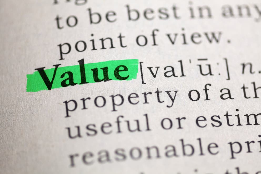Definition of the Word Value Stock Photo - Image of value, printing ...