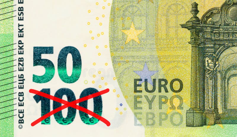 The Value of a 100 Euro Note Has Been Halved Stock Image - Image of ...