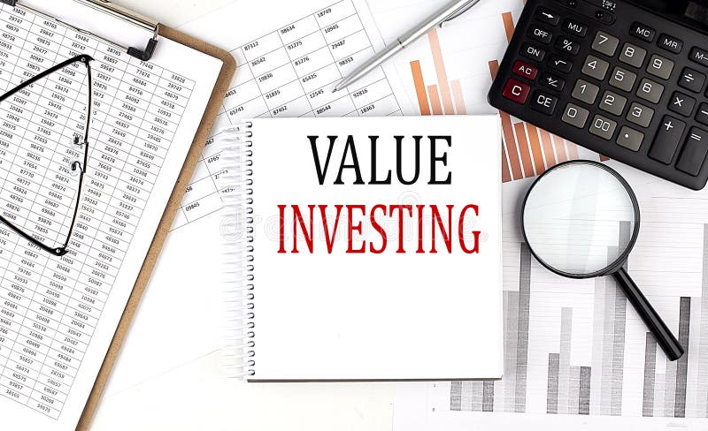 Value Investing Text Notebook Clipboard Calculator Chart Background ...