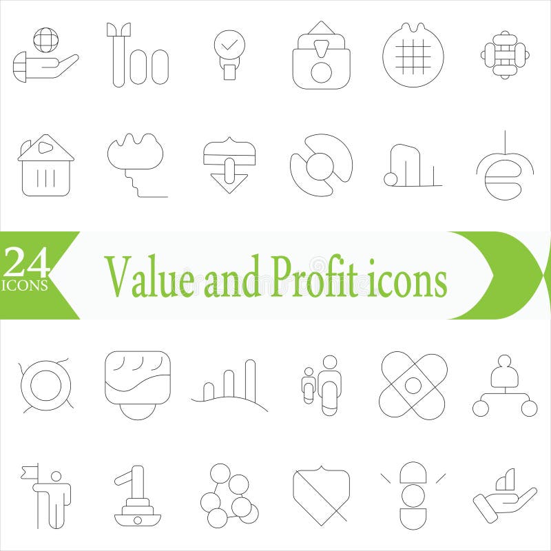 Value and Profit Icons Set. Outline Illustration of Icons. .Core Values ...