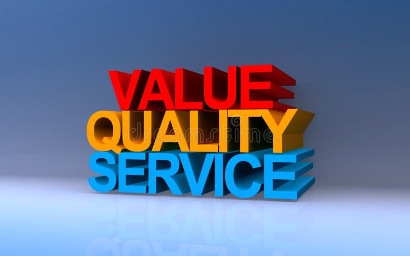 Value Quality Service on Blue Stock Illustration - Illustration of text ...