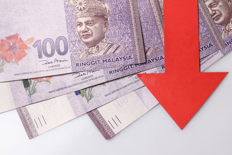 Value of the Ringgit Malaysia Falling Stock Photo - Image of negative ...