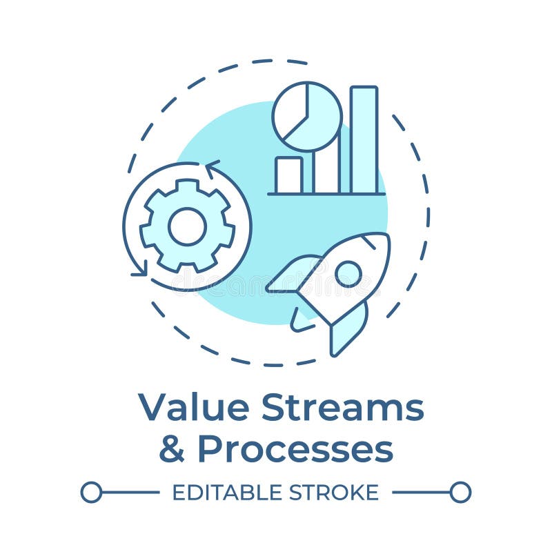 Value Streams and Processes Soft Blue Concept Icon Stock Vector ...