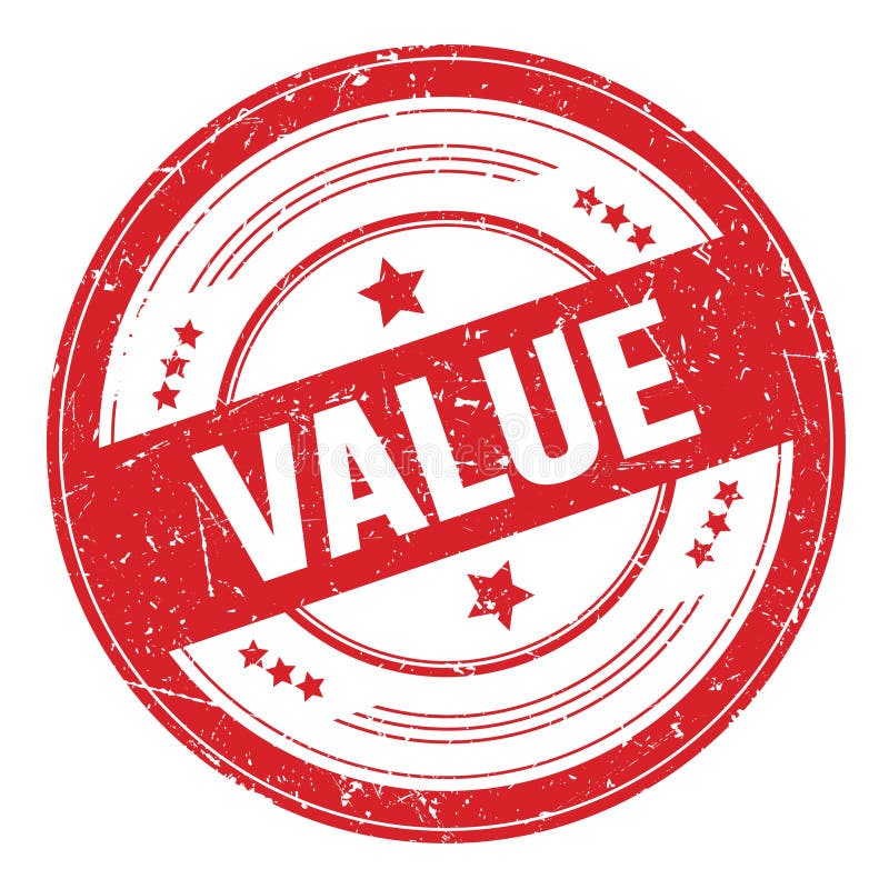 VALUE Text on Red Round Grungy Stamp Stock Illustration - Illustration ...