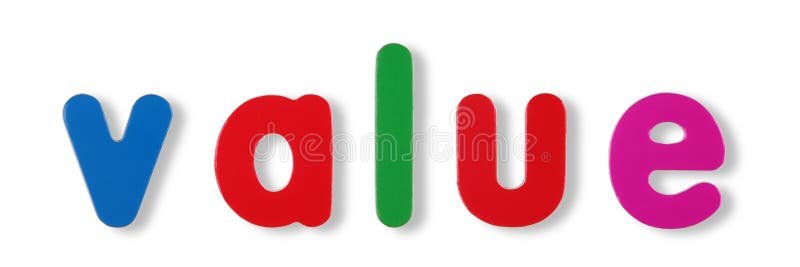 Value Word Coloured Magnetic Letters with Clipping Path Stock ...
