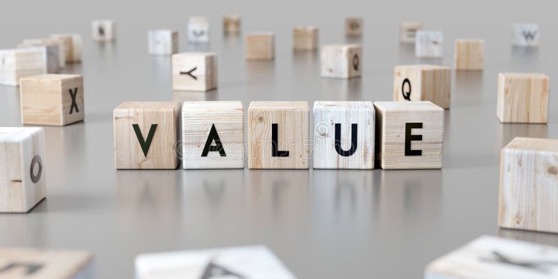 Value - Word on Wooden Blocks - 3D Illustration Stock Illustration ...