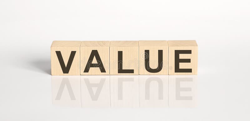 VALUE Word from Wooden Blocks on the White Desk Stock Image - Image of ...
