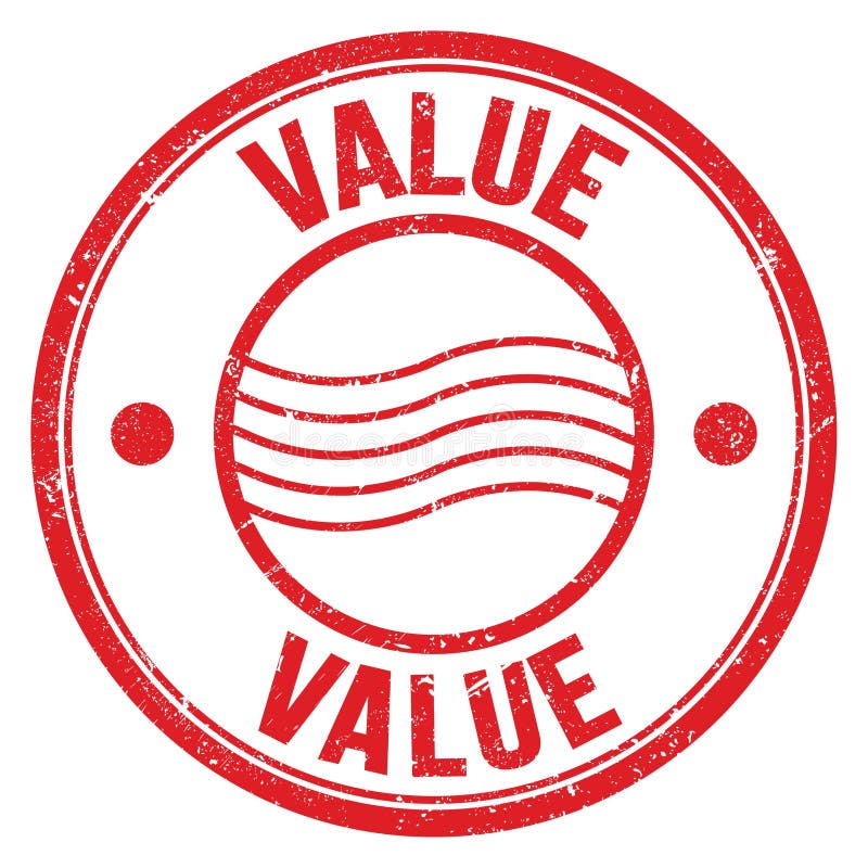 VALUE Text Written on Red Round Postal Stamp Sign Stock Illustration ...