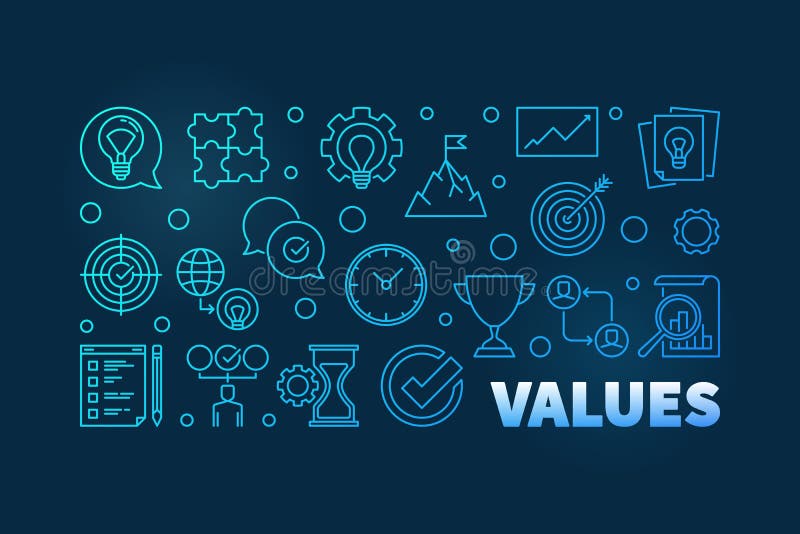 Our Values Blue Stripes Symbols Stock Illustration - Illustration of ...