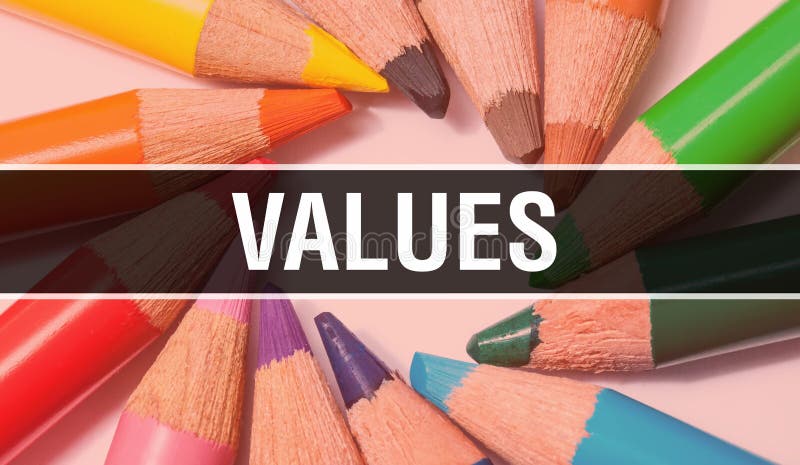 Values Concept Banner with Texture from Colorful Items of Education ...