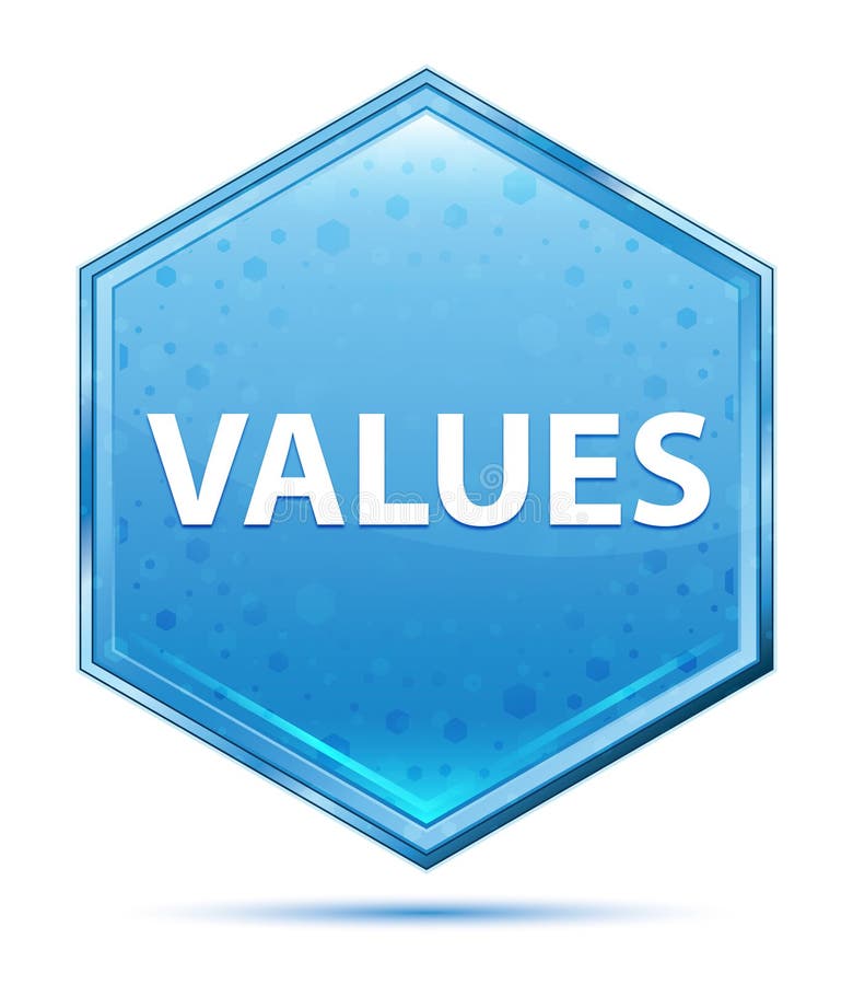 Values Crystal Blue Hexagon Button Stock Illustration - Illustration of ...