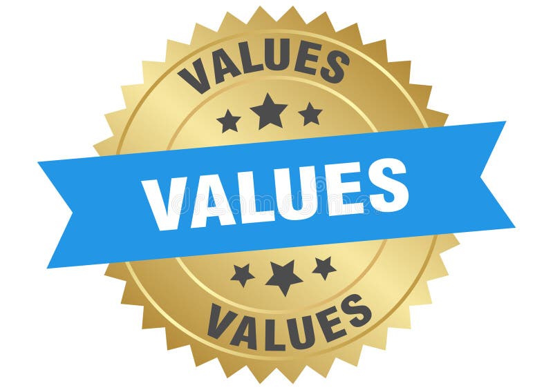 Values. Values Round Blue and Gold Label Isolated on Transparent ...
