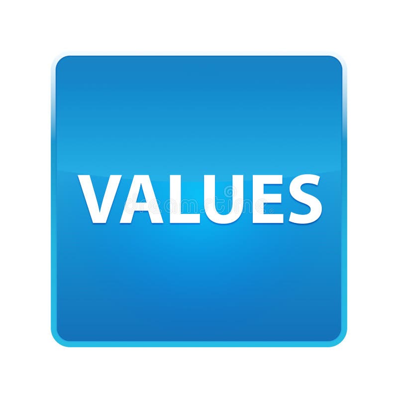 Values Shiny Blue Square Button Stock Illustration - Illustration of ...