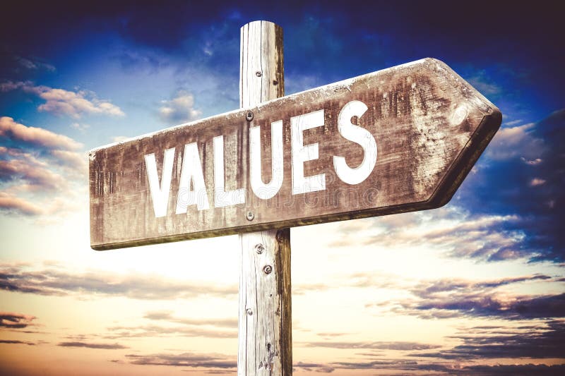 Values - Wooden Signpost, Roadsign with One Arrow Stock Image - Image ... Values - Wooden Signpost, Roadsign with One Arrow Stock Image - Image ...