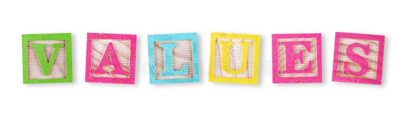 Values Word with Childs Wood Blocks with Clipping Path Stock Photo ...