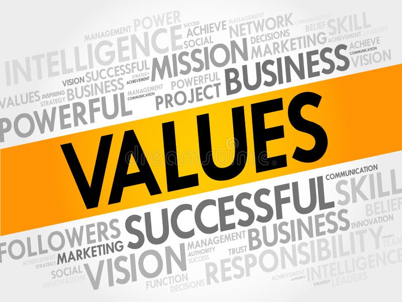VALUES word cloud stock illustration. Illustration of achievement ...