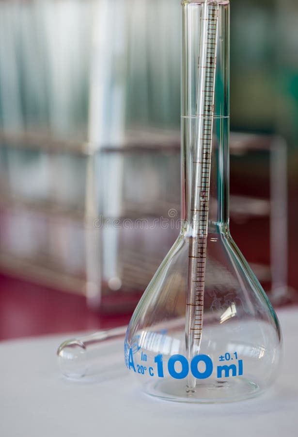Valumetric Flask in Labolatory Stock Image - Image of clear, glassware ...
