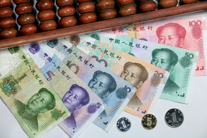 Valuta Cinese, Soldi, Yuan, Fan Dei Soldi A Disposizione Su Un Fondo ...