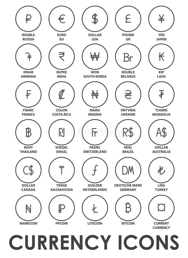 Valute Delle Icone Nel Mondo Illustrazione Vettoriale - Illustrazione ...