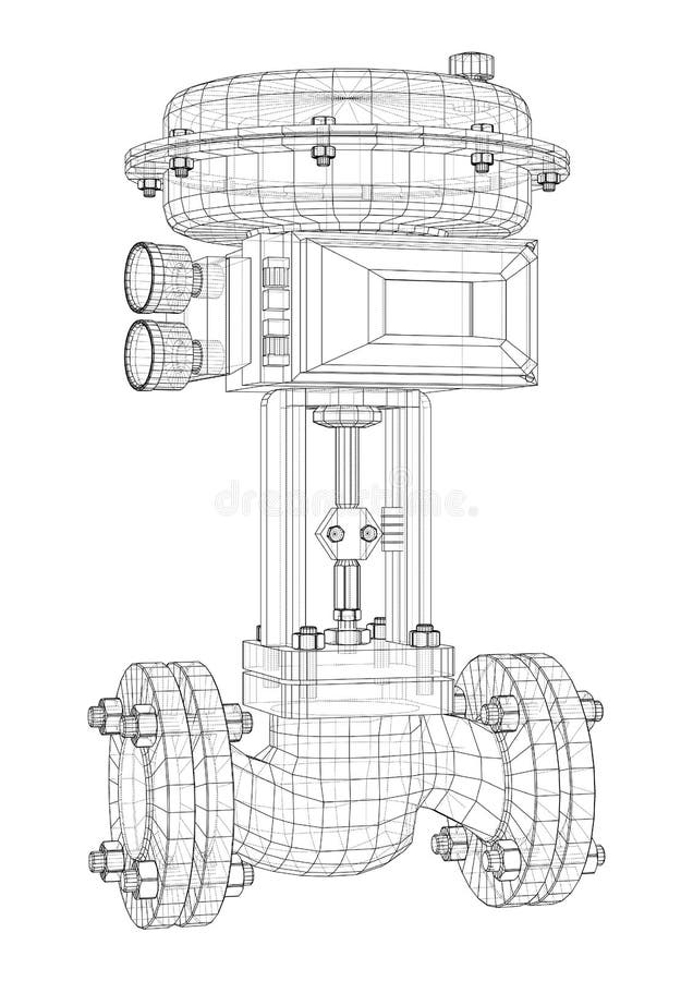 Valve with Automatic Electro-actuated Stock Illustration - Illustration ...