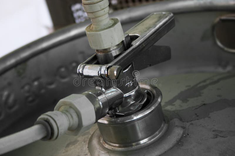 Valve on beer barrel stock image. Image of steel, container - 7723543