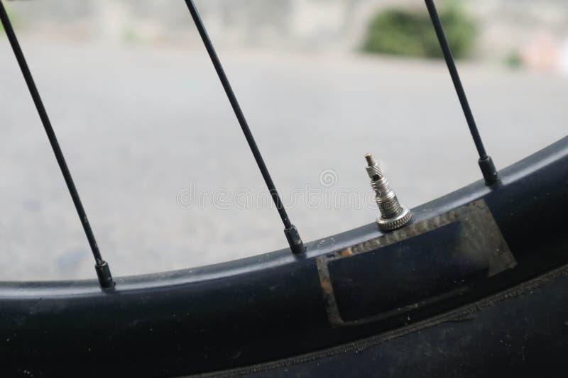 Valve Cap. Wheel Inflation Valve on a Bicycle Stock Image - Image of ...