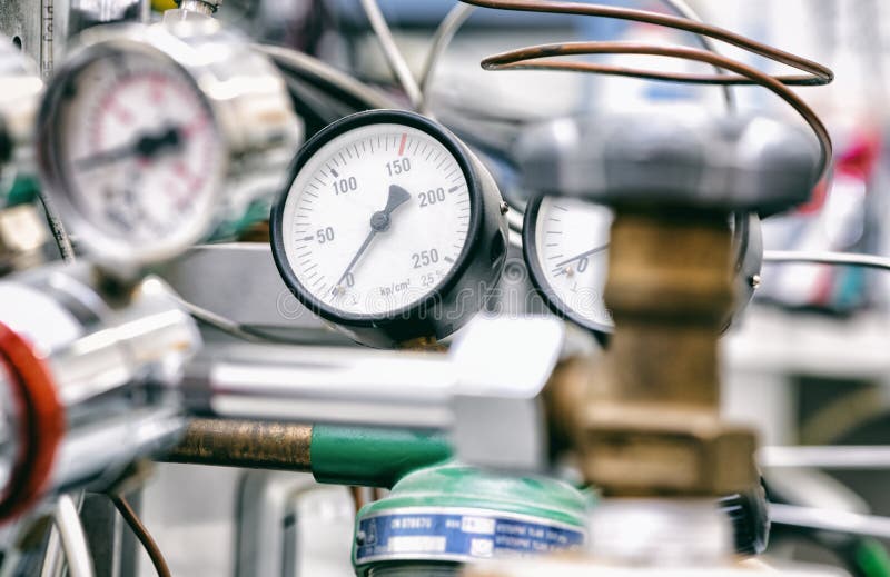 Valve with Connected Manometer Stock Photo - Image of pipeline, control ...