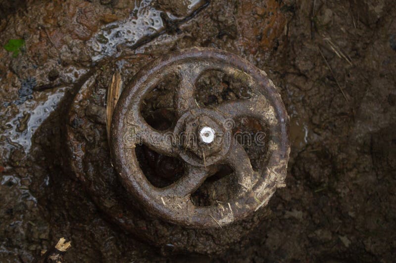 Valve Covered with Dirt and Rust Stock Image - Image of clay ...