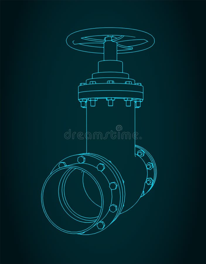 Control Valve with Bypass Isometric Blueprints Stock Vector ...