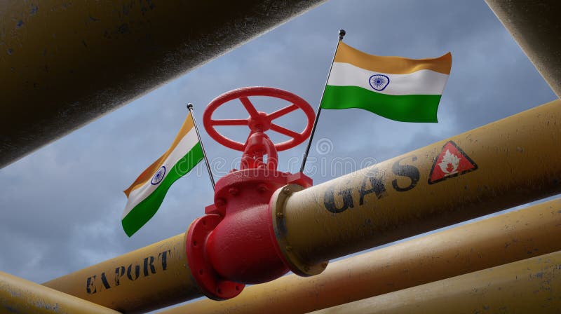 Valve on the Main Gas Pipeline India, Pipeline with Flags India, Pipes ...