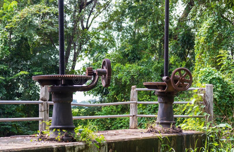 Valve for Opening or Closing the Gate of Water Dam Stock Photo - Image ...