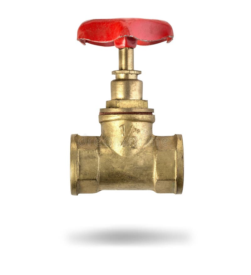 Brass Valve with Red Handle Stock Image - Image of inch, single: 19664747