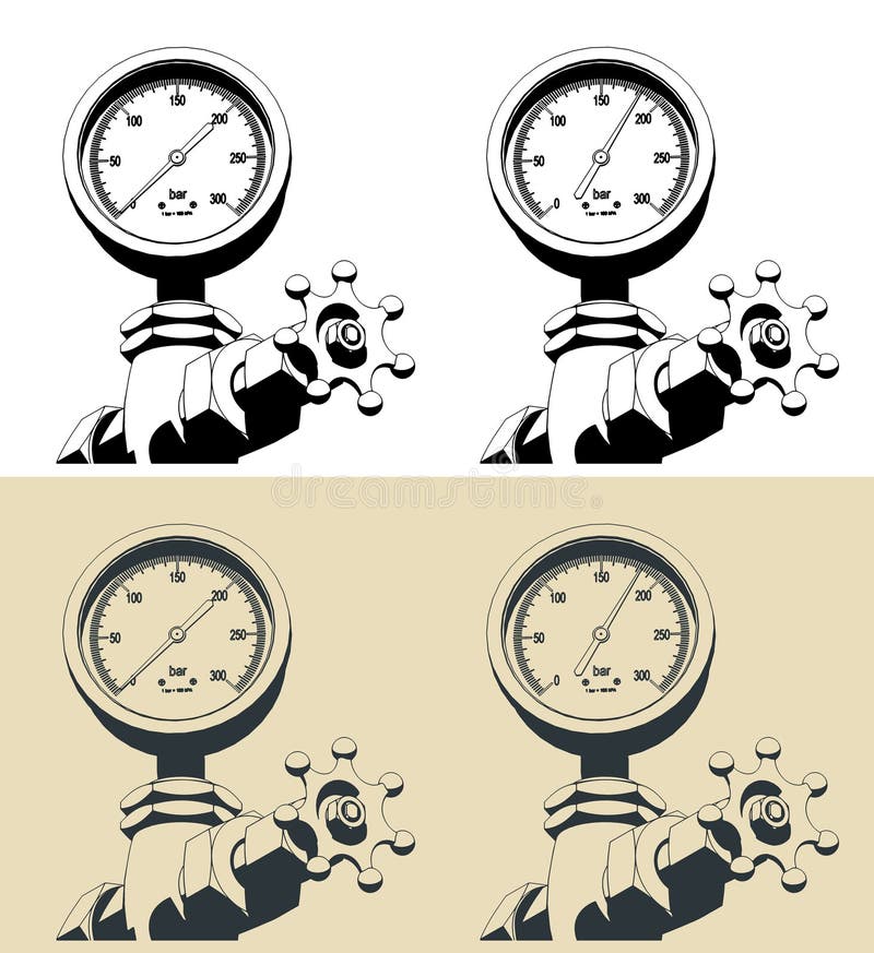 Valve for Regulating Gas Flow and Manometer Stock Vector - Illustration ...