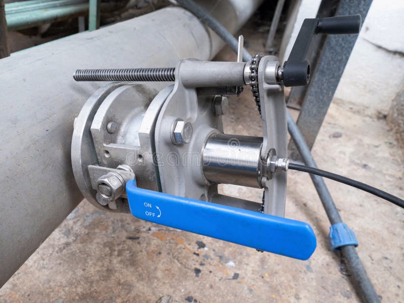 Valve with Remote Control and Data Cable for Flow Meter. Drain Pipe ...