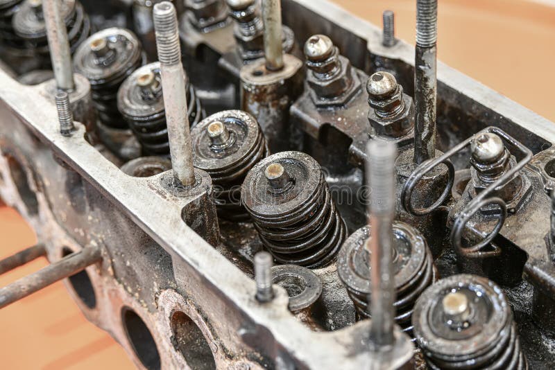 Valve Springs in the Disassembled Cylinder Head Stock Image - Image of ...