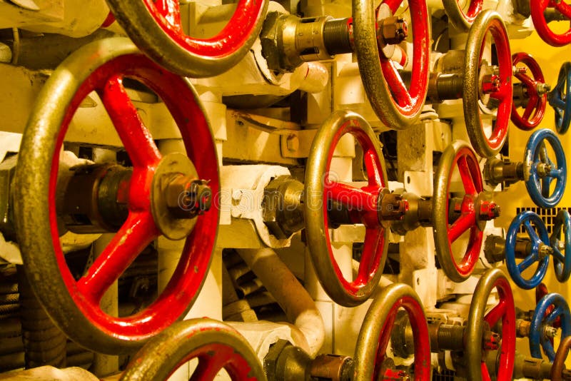 Valves inside a submarine stock image. Image of depth - 2640249