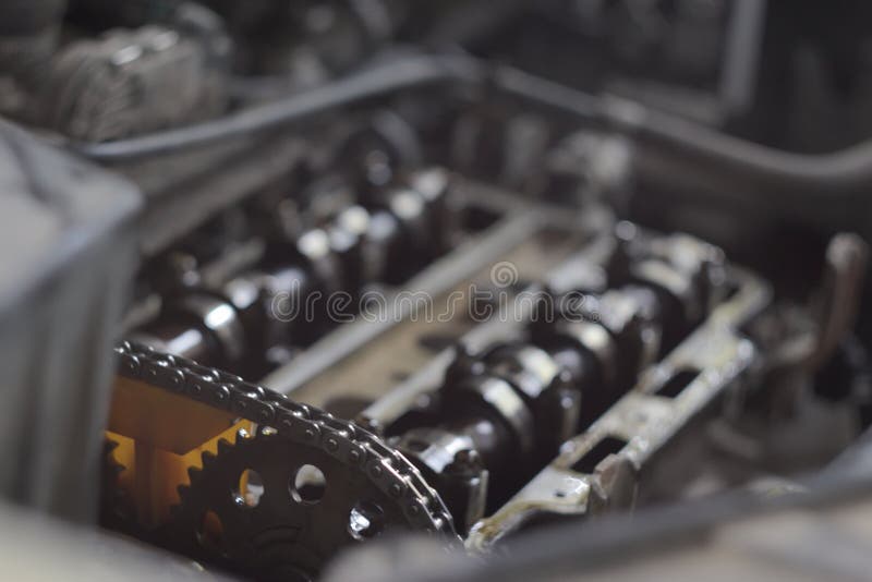 Disassembled Car Engine in Autoservice Stock Photo - Image of blurry ...
