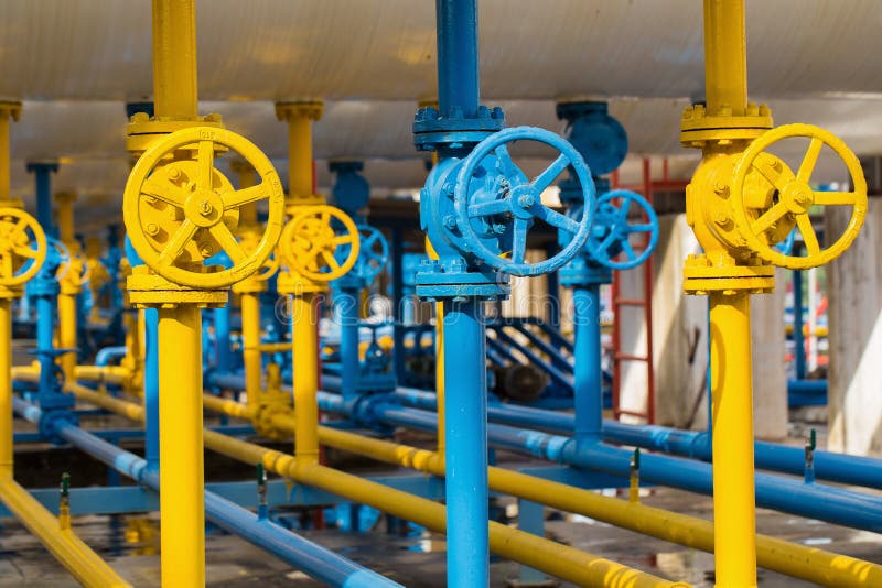 Valves At Gas Plant, Pressure Safety Valve Selective Focus Stock Image ...