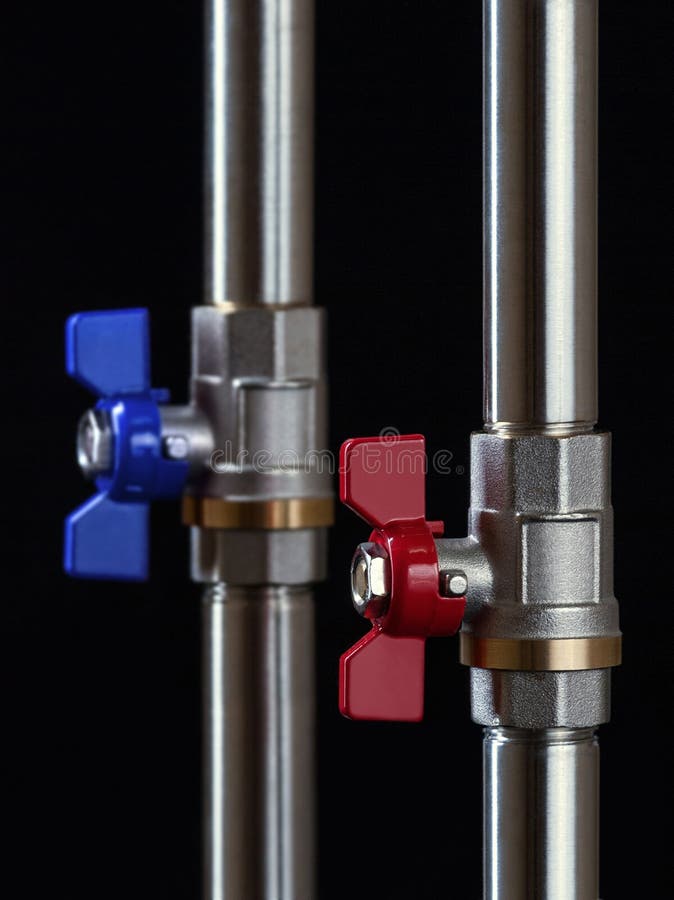 Valves for hot water stock image. Image of order, engineering - 55005485