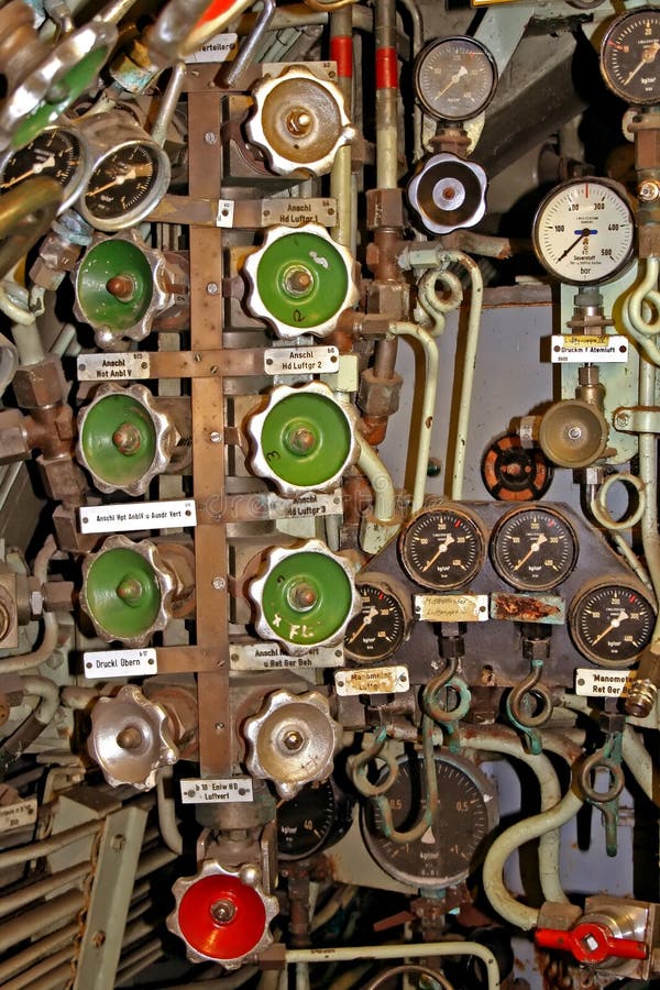 Valves inside a submarine stock image. Image of depth - 2640249
