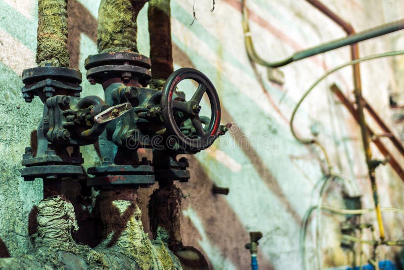 Valves of Old Steam at Factory Stock Image - Image of piping, steam ...