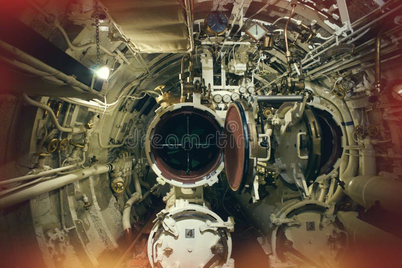 Valves and Pipes in Old Submarine Stock Photo - Image of iron ...