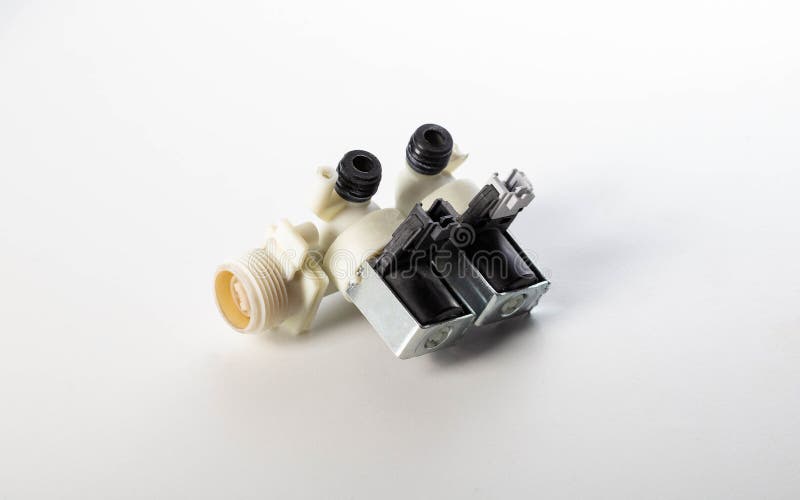 Valves for Water Supply in a Washing Machine on a White Background ...